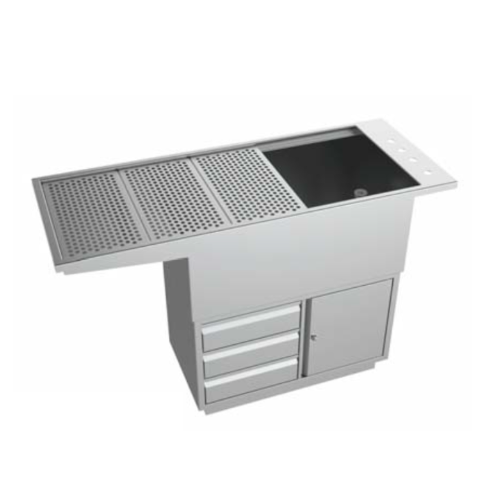 TUB TABLE SLIMLINE 1300MM WITH CUPBOARD & DRAWERS | DLC Vet